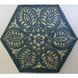 Antique Lotus Flower 8 inch Hexagon Terracotta Tile | Unique Tile & St