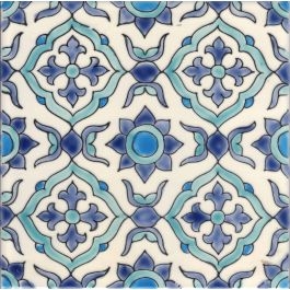 Maya Aqua Handpainted Ceramic Tile | Unique Tile & Stone | Shipping 1-