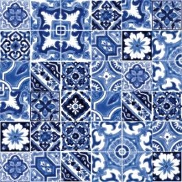 Patchwork Mix of Blue and White Handpainted Tiles Mixed 4x4 | Unique T