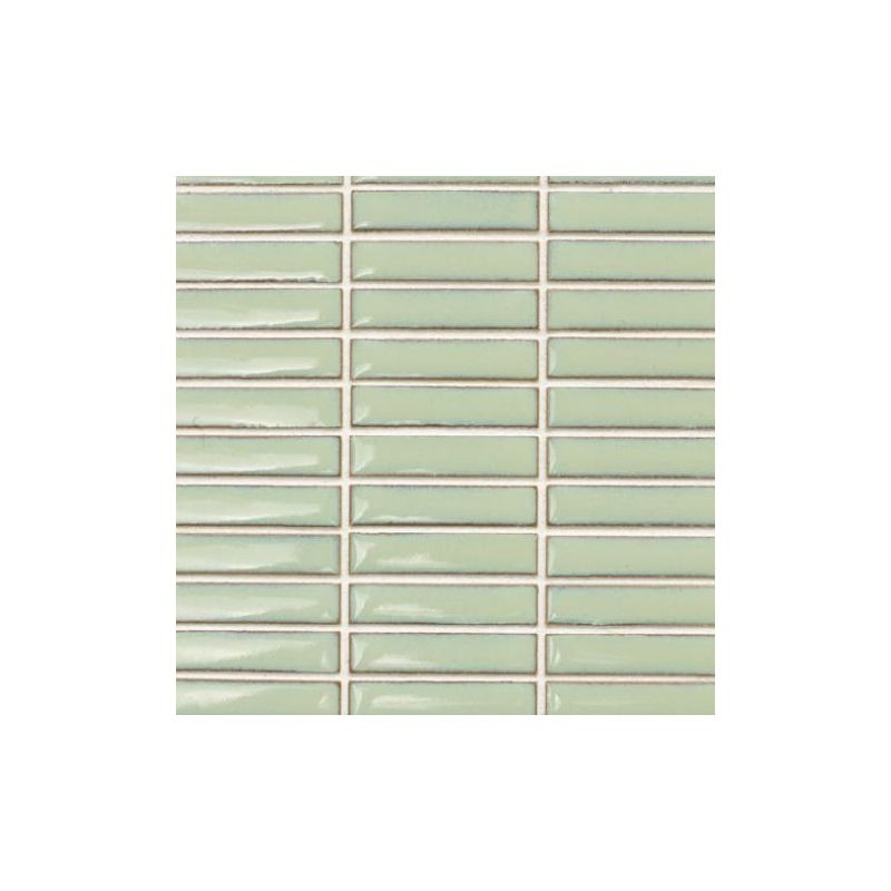 Metro Light Green Stacked Mini Rectangles Glazed Porcelain Mosaic