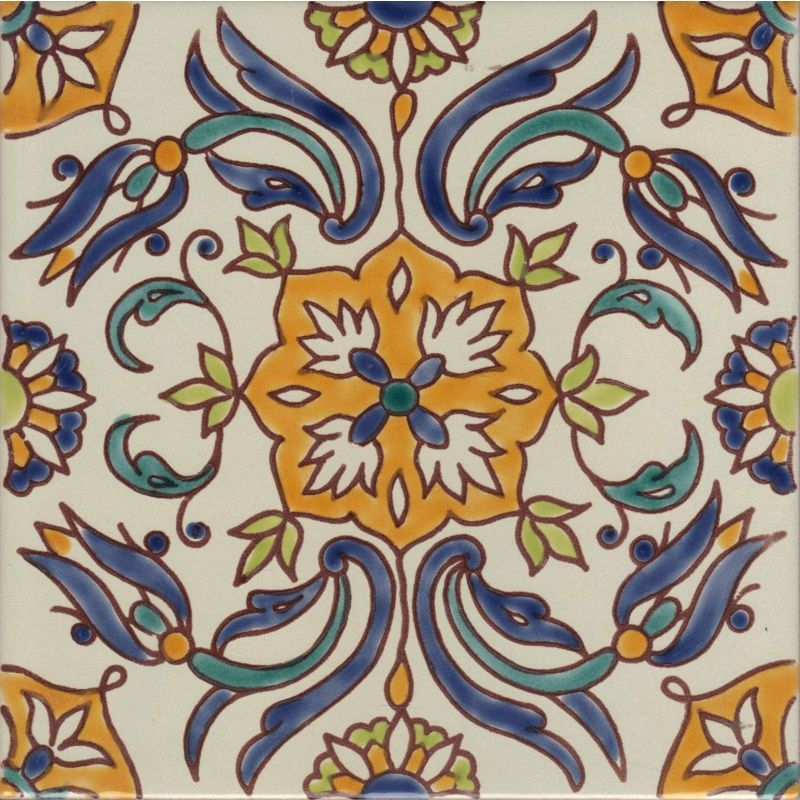 Constantine Hand Painted Ceramic Tile 8x8 | Unique Tile & Stone