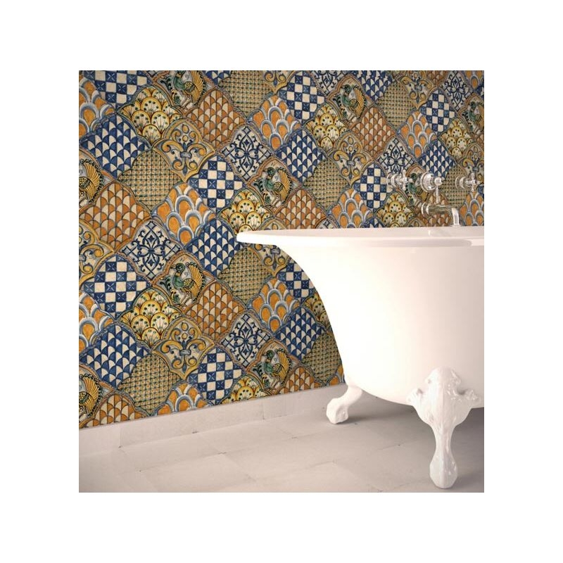 Majolica Fan Pattern Ceramic Tiles | Unique Tile & Stone | Shippi