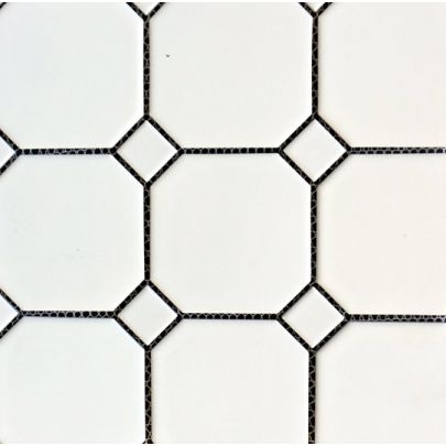 Octagon and Dot Porcelain Mosaic Tiles